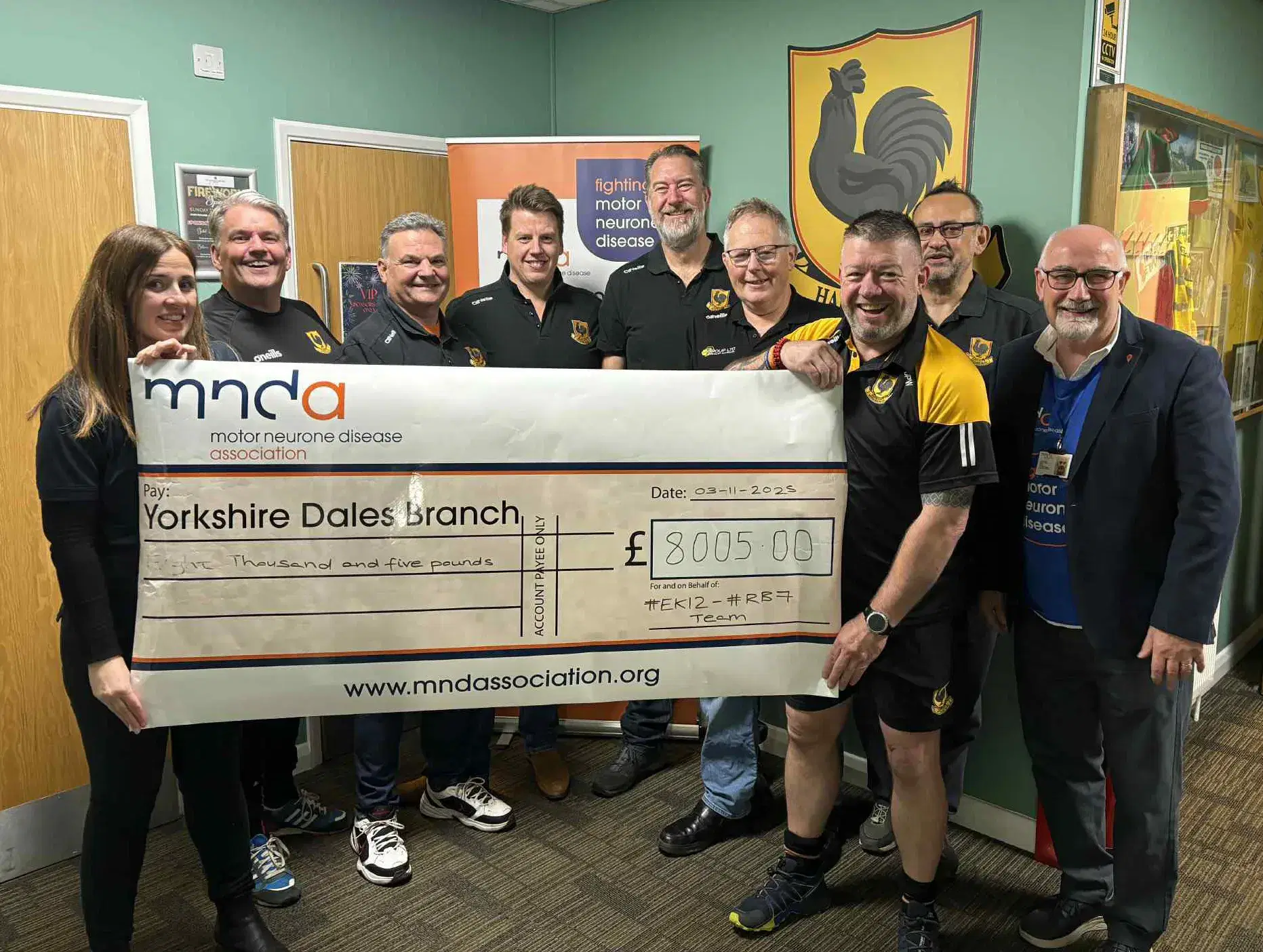 MNDA £8005 Cheque Presentation - Harrogate Pythons